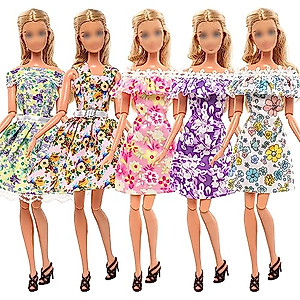 BM 41 Pieces Doll Clothes and Accessories for 11.5 Inch Girl Doll Include 15 Pcs Party Floral Dresses, 10 Pcs Shoes, 5 Pcs Bags, 11 Pcs Different Doll Accessories