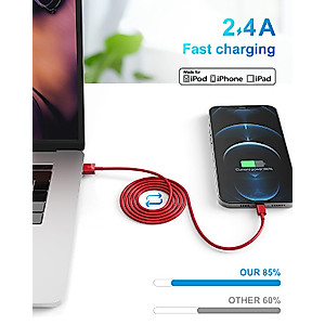 4 Pack [Apple MFi Certified] Apple Charging Cables 6ft, iPhone Chargers, Lightning Fast iPhone Charging Cord for iPhone 12/11/11Pro/11Max/ X/XS/XR/XS Max/8/7, ipad(White) (4pack(6ft), Red, 4)