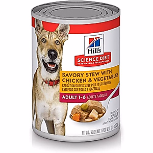 Hill's Science Diet Wet Dog Food, Adult 1-6, Savory Stew with Chicken & Vegetables, 12.8 oz. Cans, 12-Pack