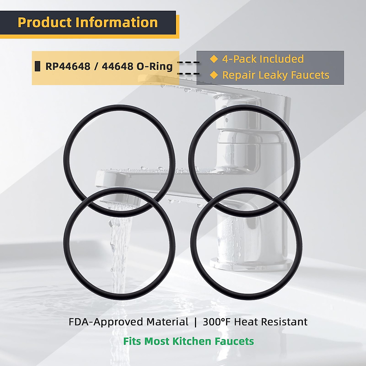 RP44648 / 44648 O-Ring, Kitchen Faucet O-Ring Compatible with Delta Faucets, Faucet Spout O-Ring Replacement Part, Pack of 4