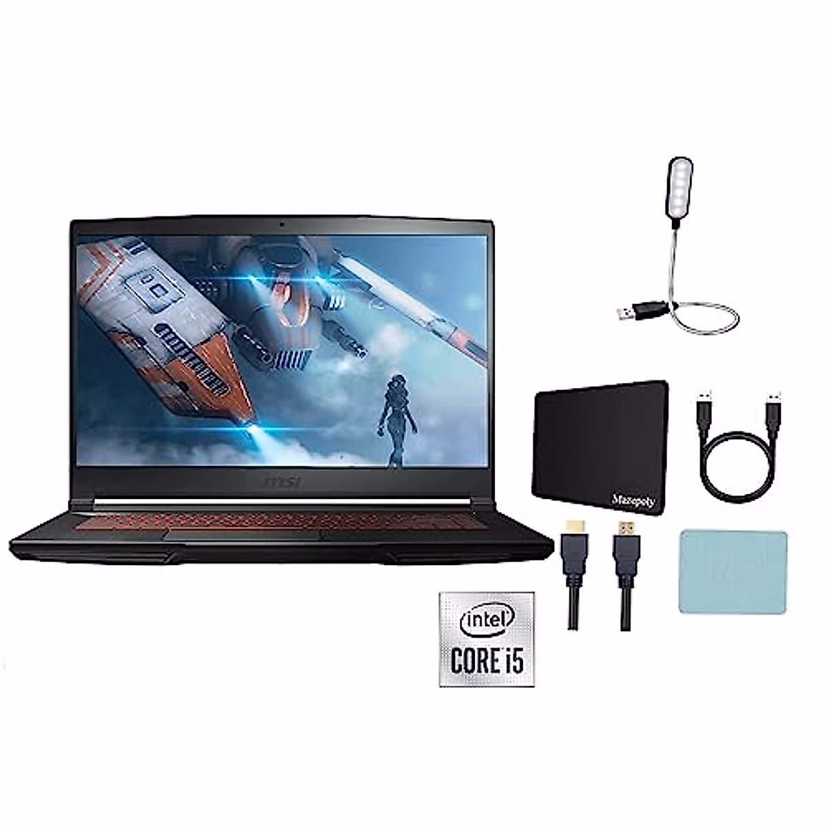 MSI GF63 Thin 15.6" Gaming Laptop, FHD 144Hz, Intel Core i5-11400H, NVIDIA GeForce RTX 3050, 16GB Memory, 512GB NVMe SSD, Windows 11 Home, Black + Accessories