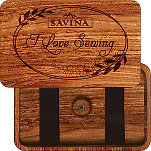 SAVINA Sewing Needle Storage Box - DIY Wooden Sewing Pins Organizer. Perfect For Quilters, Sewers, Tailors (1 Pieces)