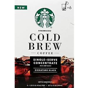 Starbucks Cold Brew Coffee — Signature Black — Single-Serve Concentrate Pods — 1 box (6 capsules)