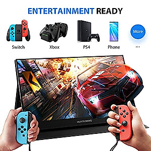 huyouming Portable Monitor - 13.3" 1080P FHD USB-C Laptop Monitor IPS HDMI Gaming Monitor - Narrow Bezel Travel Monitor with Smart Cover, Slim Computer Display External Monitor for Laptop Phone