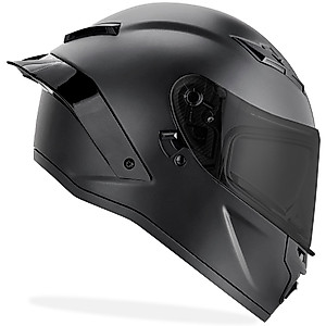 GDM Demon Motorcycle Helmet Full Face Matte Black (Tinted & Clear Shields, XL)