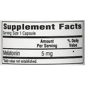 Bio-Tech Pharmacal Melatonin (5 mg), 100 Capsules – All-Natural Supplement – Support Sleep, Cardiovascular, Immune, & Bone Health – No Dairy, Fish, Gluten, Peanut, Shellfish, GMOS, & Soy – No