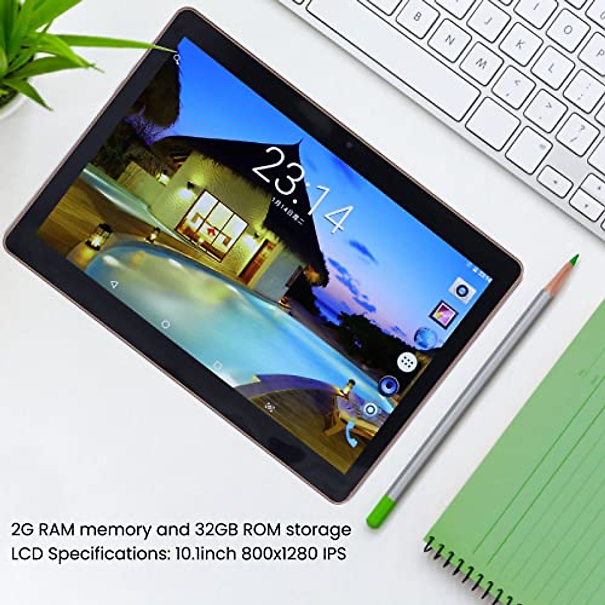 Fydun Tablet, WiFi Smart Tablet 10.1in for Andriod 8.0 Octa Core 2GB RAM 32GB ROM IPS HD Touchscreen Tablet Dual Camera Large Memory for Daily Work(#2)