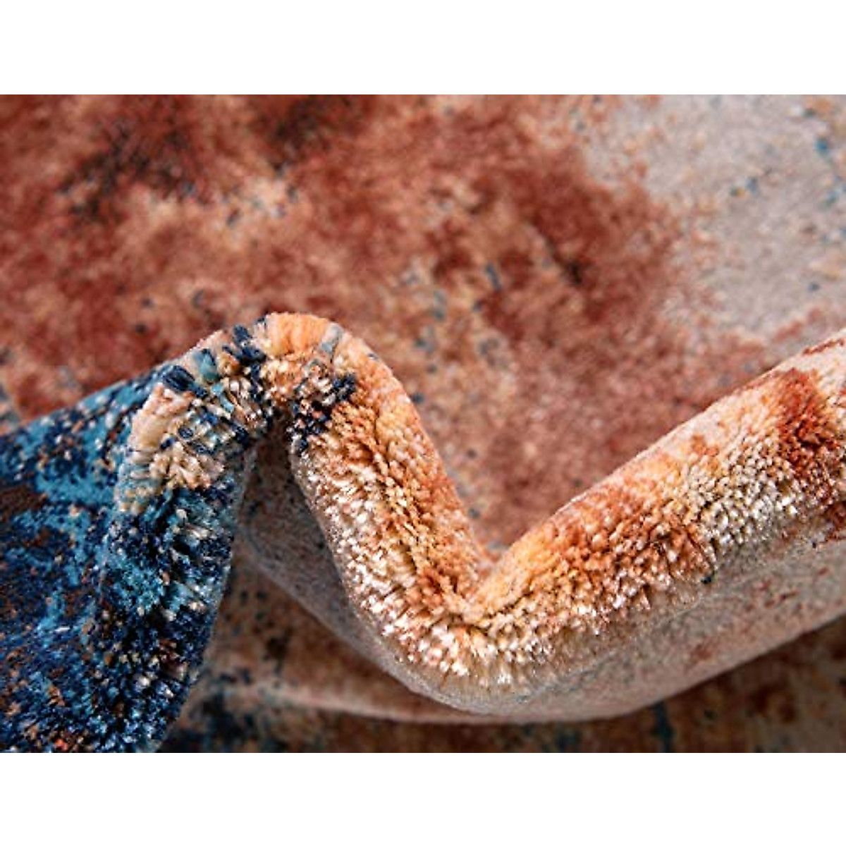 Unique Loom Mystic Collection Over-Dyed Abstract, Mid-Century Modern, Rustic Area Rug, 2' 0" x 6' 0", Peach/Beige