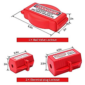 Lockout Tagout Kit - Lockout Set Safety Padlocks Lockout Hasp Breaker Lockout Ball Valve Lockout Steel Cable Lockout Plug Loto Valve Lockout Loto Tags Lock Out Tag Out