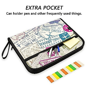 susiyo Expanding File Folder Travel Passport Visa Stamps Expanding Organizer File Folder with 13 Pocket for A4 Letter Size