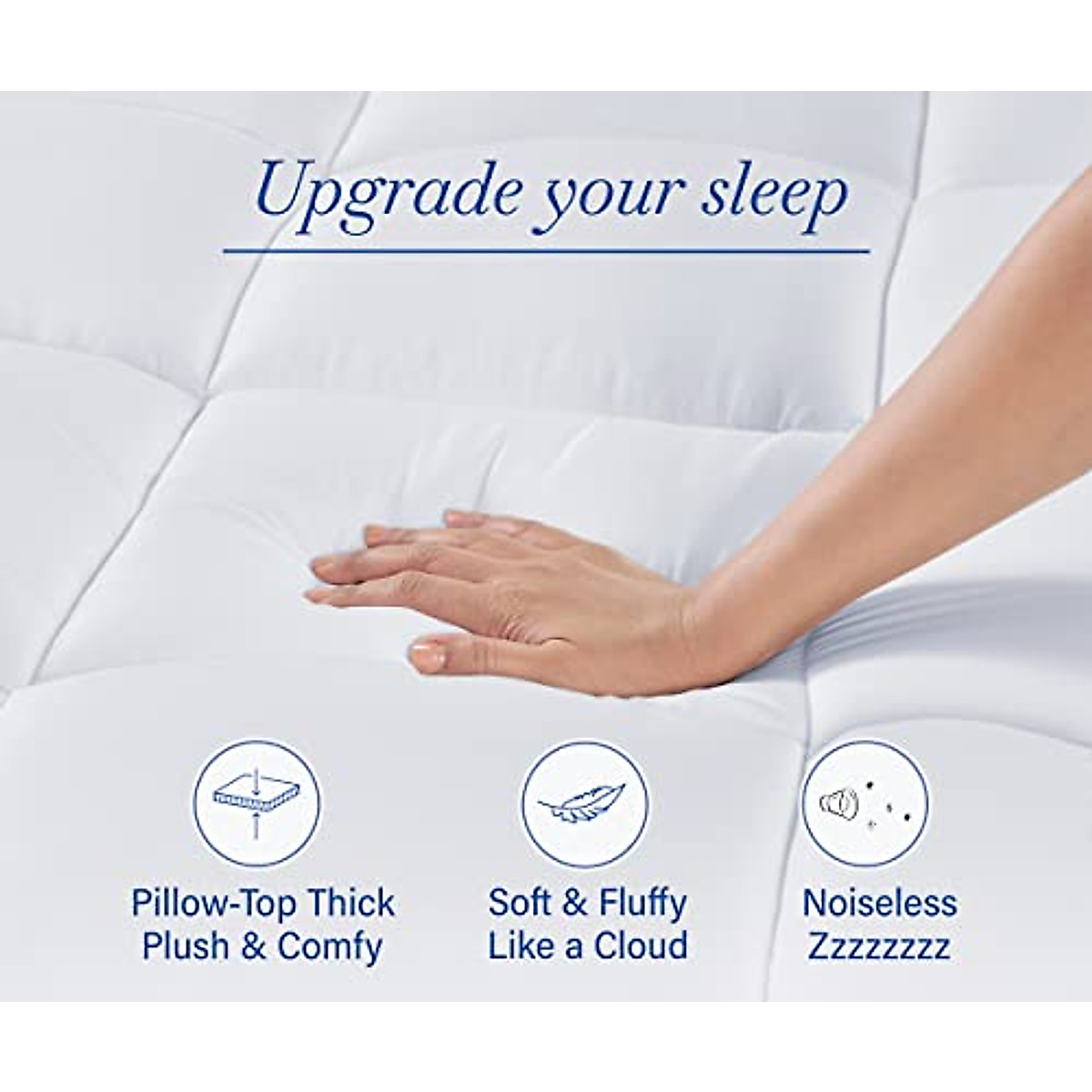 Extra Thick King Size Cooling Mattress Topper, Plush King Size Pillow top Mattress Topper for Bed, Very Thick Mattress Pad Cover