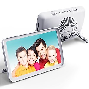 TRENBADER Bravo Gallery Picture Frame Bluetooth Speaker FM Radio Wireless Rechargeable 7” Custom Photo Frame Portable Bluetooth Speaker Loud HD Stereo Sound Rich Bass for Home Office Desk Shelf White