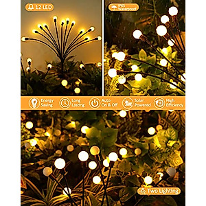 Solar Powered Firefly Garden Lights, 8 Pack 12 LED New Upgraded Swaying Solar Garden Lights with 2 Lighting Mode, Solar Firefly Lights Outdoor Waterproof for Yard Patio Pathway Decoration,Warm White