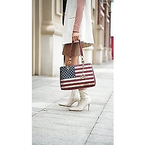 MKF Collection Patriotic Shoulder Bag for Women, USA Satchel Vegan Leather Designer American Flag Handbag Tote Purse