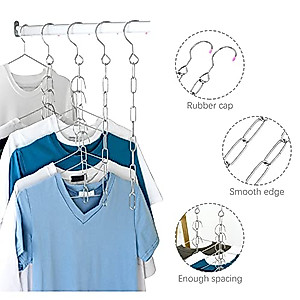 Andiker 4 Pack Clothes Hangers Closet Organizers and Storage, Metal Space Saving Hanger Chains with 10 Slot, Cascading Hangers Wardrobe Clothes Organizers (Sliver)