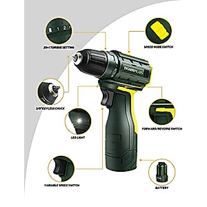 NOVAPLUS Cordless Drill Set, Brushless Power Drill Kit with Fast Charger, 3/8'' Keyless Chuck and Variable Speed, Your Home Repairing Tool