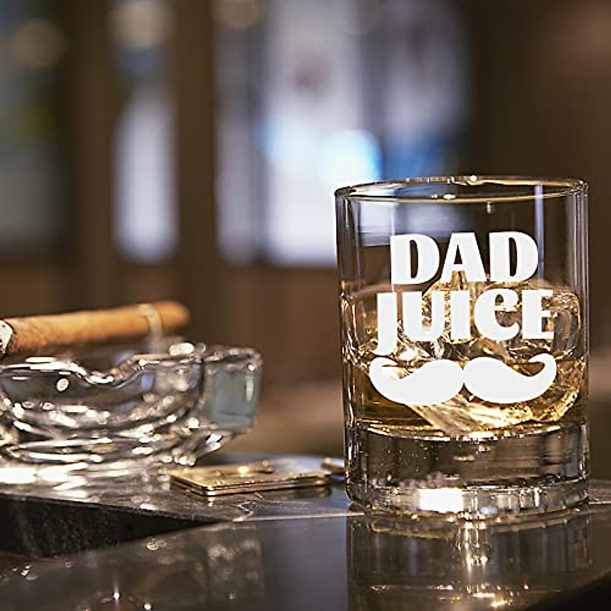 Dad Juice Funny Whiskey Glass Gift for Dad - Novelty Birthday, Fathers Day, Christmas Gift for Dad, Unique Dad Christmas Gift from Daughter, Son, Wife, Kids, Cool Present Ideas for Family Dad, 11 oz