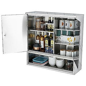 Metal Wall Cabinets For Storage,Steel Garage Hanging Cabinet With 2 Adjustable Shelf And 2 Doors,Garage Cabinet Upper,Wall Mounted Metal Cabinet For Office And Home ( Color : Silver , Size : 80*80*38c