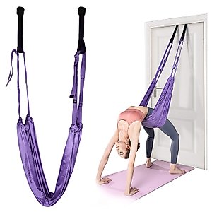Adjustable Leg Stretching Strap, Yoga Fitness Flexibility Door Stretcher Strap/Back Bend Assist Trainer, Yoga Swing for Aerial Yoga Ballet Cheer Gymnastics Taekwondo Dancers
