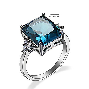 Sdouefos 925 Sterling Silver Vintage Blue Zircon Solitaire Ring Blue Sapphire Topaz Ring Women Wedding Fashion Jewelry (10)