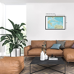 HISTORIX 2021 Central America Map - 24x36 Inch Central America and Caribbean Map - Wall Map of Central America and the Caribbean Poster Print