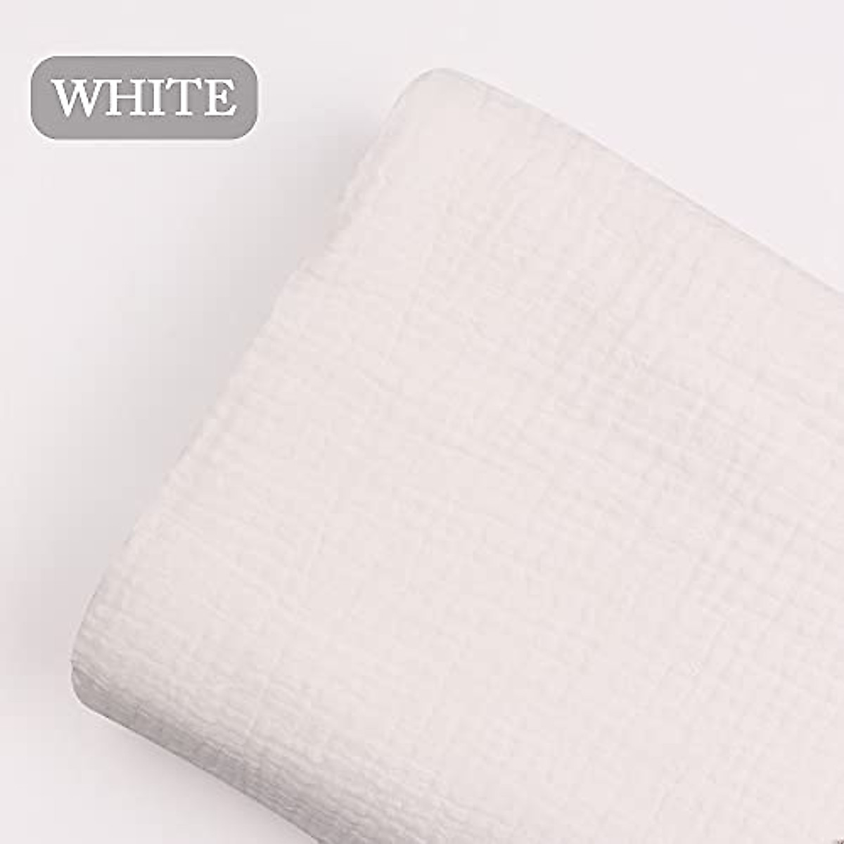 Wrinkle Gauze Cotton Material Quilting Sewing Craft Fabric Table Runners Decor Cloth for Party, Wedding Cheesecloth Kitchen Cooking (5Yard, White)
