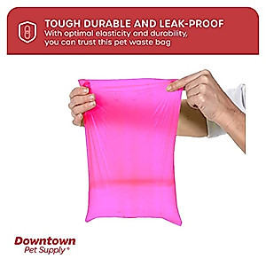 Downtown Pet Supply Dog Poop Bags (1000 CT - Pink Bags & 2 Dispensers) Waste Bag Dispenser Clips to Dog Leashes Bags & Dog Harnesses- Poop Scoop Bags are Leak-Proof Bags & Unscented