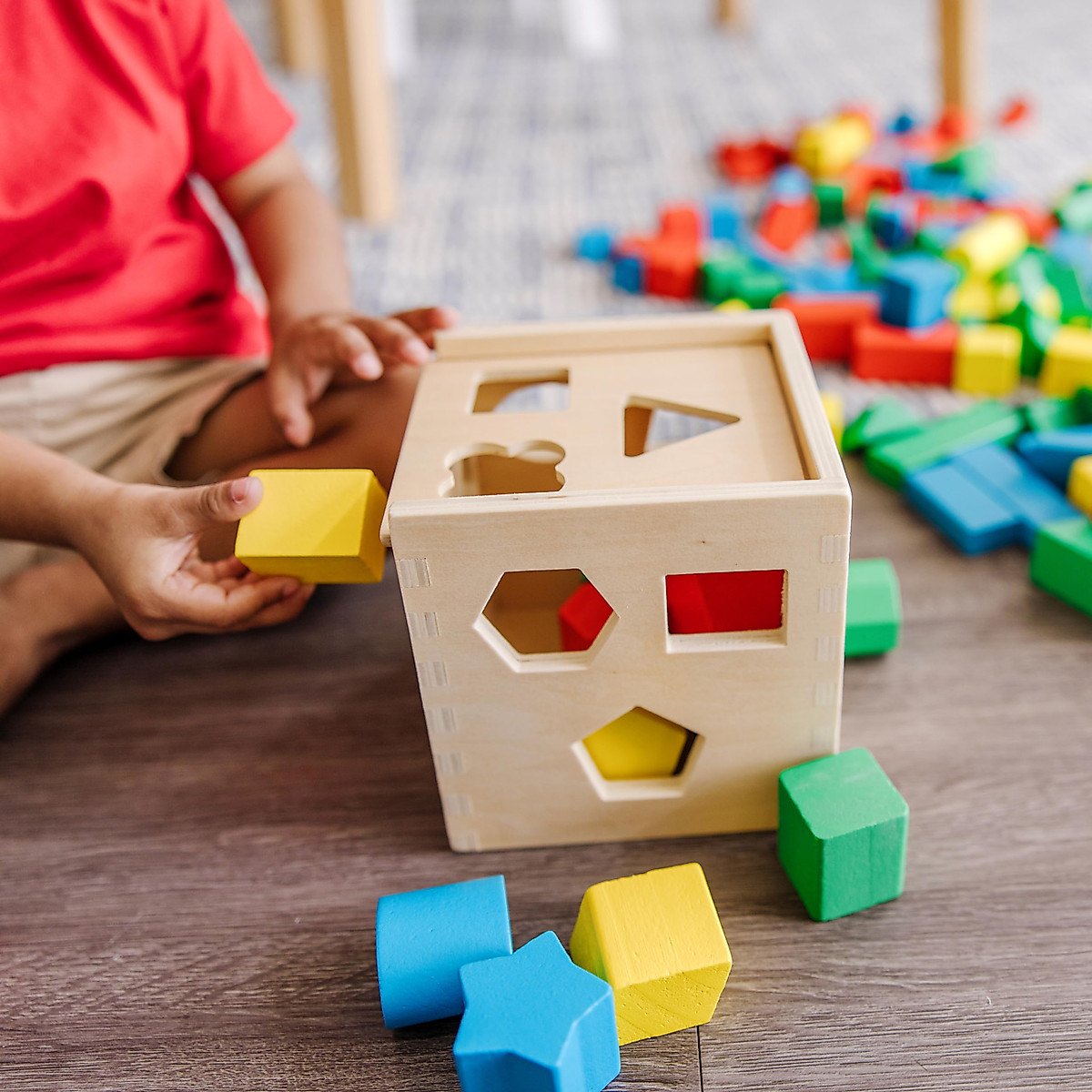 Melissa & Doug Stack, Sort & Pound Wooden Toy Collection (Building Blocks, Shape Sorter, Pounding Bench)