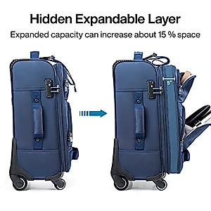 Hanke 24 Inch Softside Expandable Luggage Checked luggage Large Suitcase with Lock Travel Luggage Suitcases with Wheels Upright Rolling Luggage for Women Men Weekender