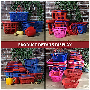 Cabilock 20pcs Small Fruit Basket Strawberry Cherry Basket Plastic Handle Basket Container Red Mini Shopping Basket Kids Adult Fruit Picking Basket 23. 5x17x11cm Random Patterns