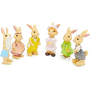 Juvale Mini Bunny Statues for Easter, Garden Decorations (2.2 Inches, 6 Pack)