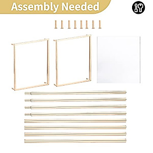 Nuptio Gold Vases for Centerpieces Wedding with Acrylic Panel - 2 Pcs 31.5 inch Tall Metal Flower Vase Flowers Stand - Elegant Bulk Weddings Decoration Table Geometric Centerpiece for Party Tables