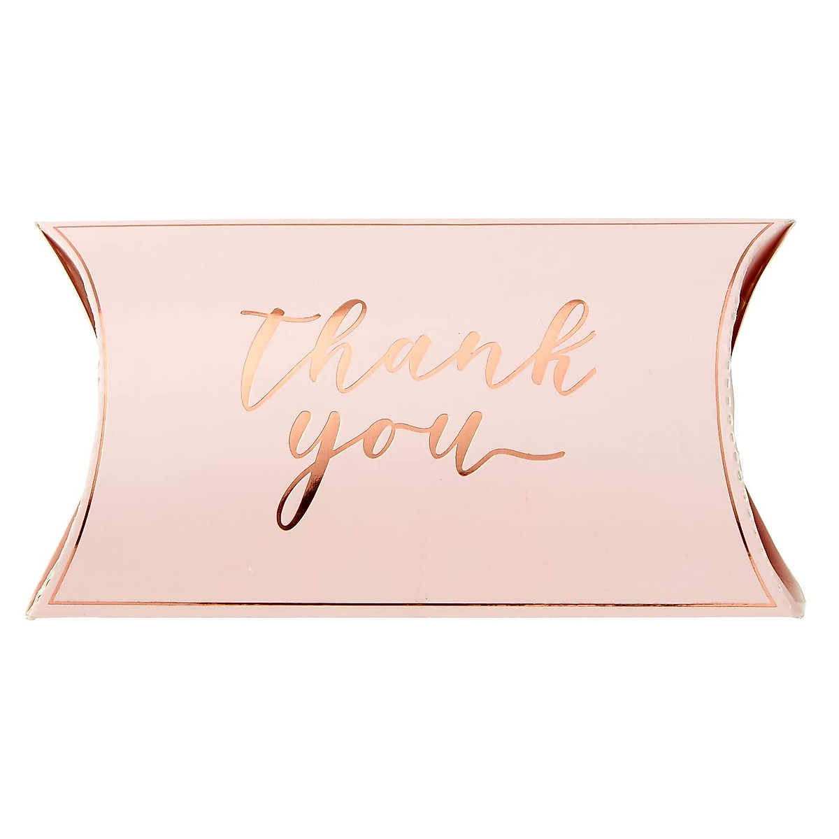 100-Pack Wedding Favor Pillow Boxes with Rose-Gold Foil Thank You, Bulk Gift Wrap for Party Supplies (5 x 3 In)