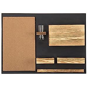 MyGift Wall Mounted Family Command Center Organization with Cork Bulletin Board, Mail Holder, Key Hooks and Flower Vase