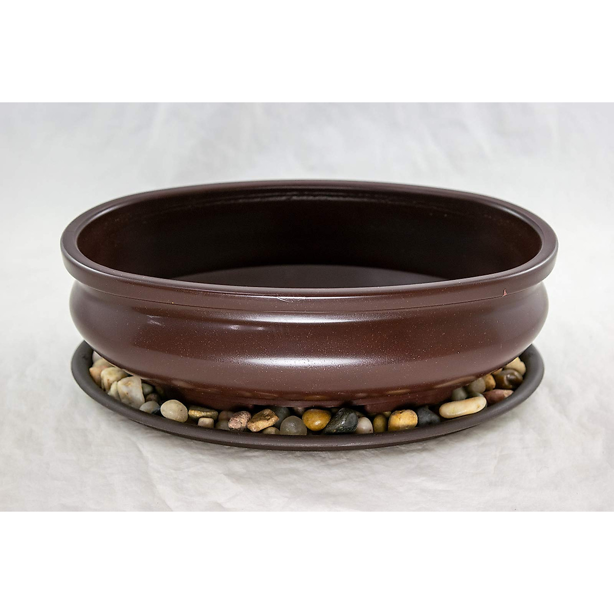 Calibonsai 9 inch Oval Heavy Duty Plastic Bonsai/Succulent Pot + Tray + Rock + Mesh Combo