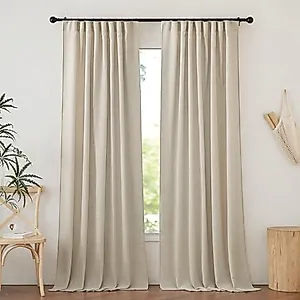 NICETOWN Linen Curtains for Bedroom 108 inches Long Light Filtering Sheer Linen Curtains for Living Room 2 Panels Set Thermal Insulated Privacy Curtains & Drapes, W52 x L108, Taupe