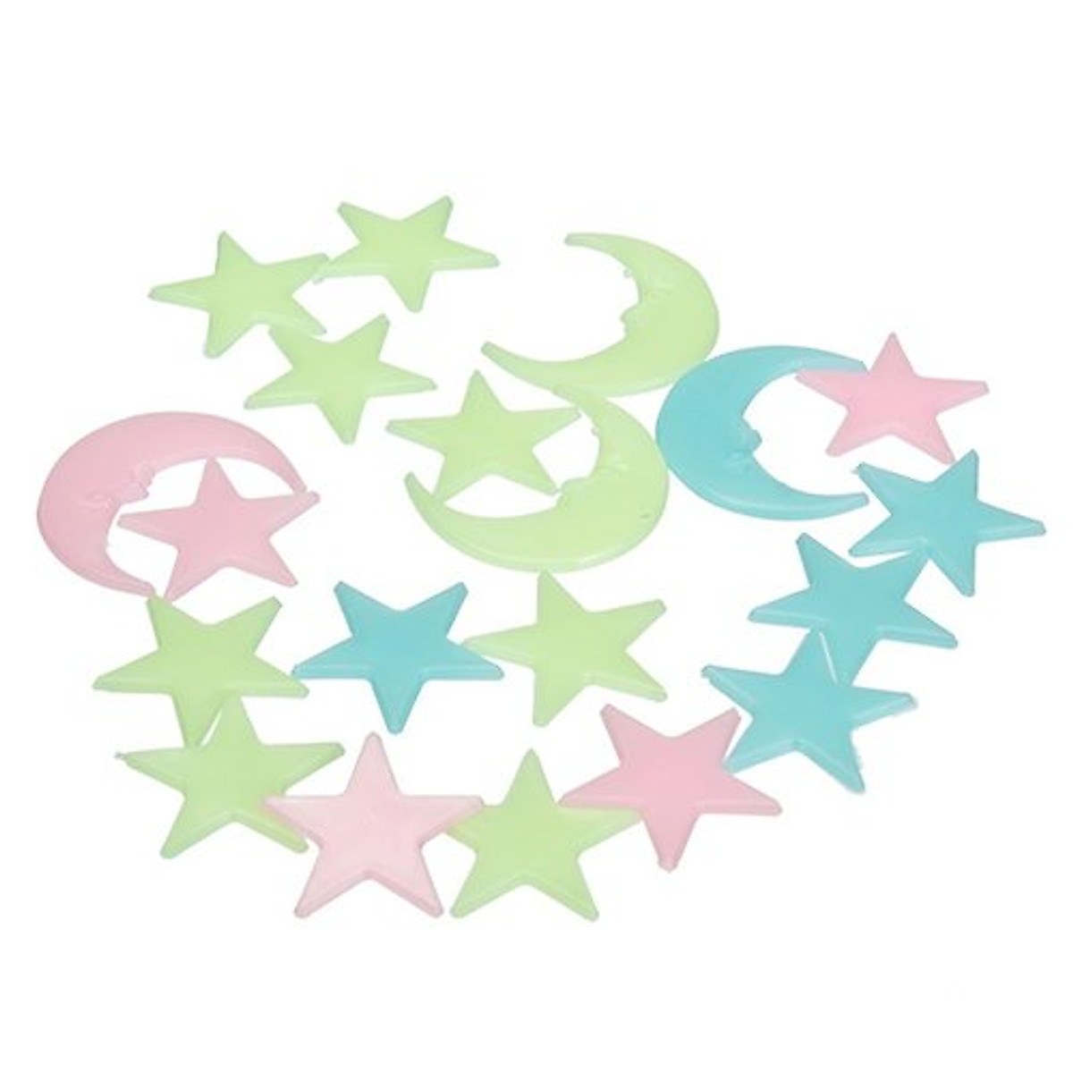 liuqingwind 20Pcs 3D Three-Dimensional Plastic Wall Paste Luminous Glow in The Dark Stars Moon Decals Party Home Decor Wall Stickers