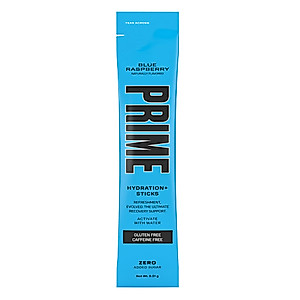 PRIME HYDRATION+ Sticks Blue Raspberry | Hydration Powder Single Serve Sticks | Electrolyte Powder On The Go | 250mg BCAAs, B Vitamins, Antioxidants | Low Sugar | Caffeine-Free | Vegan | 6 Sticks