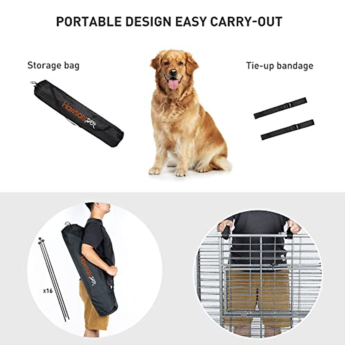 Hawsaiy Dog Fence for The Yard Outdoor Playpen Large Dog 32inch with Doors 8/16/24/32/40/48 Portable Exercise Fence with Storage Bag for Indoor Travel