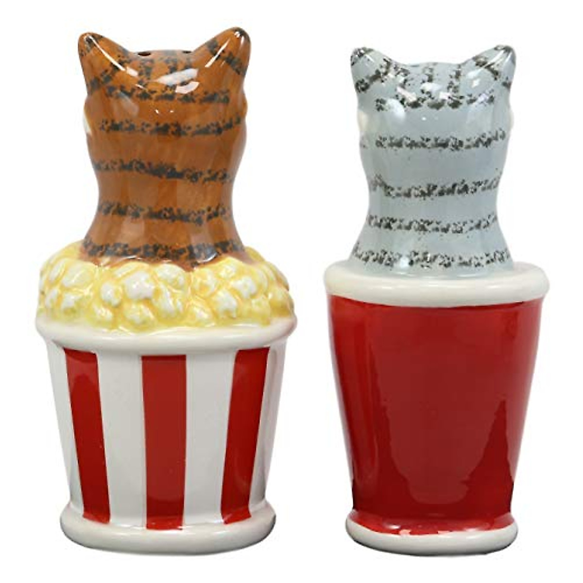 Ebros Funky Cats With Cinema 3D Glasses Sitting In Soda Pop Cup And Popcorn Tub At The Movies Salt And Pepper Shakers Set Ceramic Figurines Party Kitchen Tabletop Cat Decor Collectible