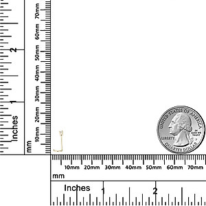 AVORA 14K Yellow Gold 0.025 CT (1.8mm) Genuine Diamond Curved Nose Ring Twist Screw Body Jewelry (22 Gauge) - Size 1.8