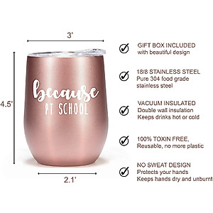 PT School Student Gifts 12oz wine glass tumbler cup Physical Therapy Student Graduation Gift Future Physical Therapist Coffee Cup