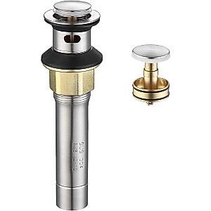 WiCCI Pop-Up Drain Stainless Steel with Overflow Anti-Clogging for Vessel Sink Lavatory Vanity Sink Drain with Strainer Basket, Brushed Nickel