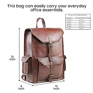 Handmade World Vintage Full Grain 16 Inch Leather Laptop Backpack Casual Bookbag Daypack Camping Travel Rucksack Knapsack For Men Women