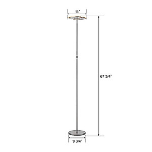 Worldwide Lighting Mantis led multi-directional floor lamp touch dimmable stand torchiere light silver finish Wobble free base safe for kids and pets Living Room Bedroom Kids Room Standing Light