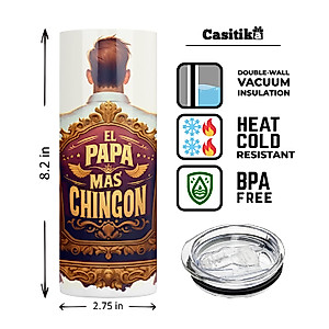 Casitika Regalos Para Papa. El Papa Mas Chingon 20 Oz Tumbler. Idea De Regalo Para Padre De Feliz Cumpleaños. Detalles De El Día Del Padre For Mexican Spanish Dad. (Chingon)