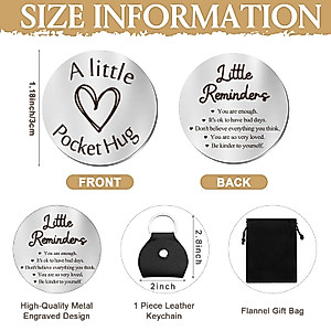 Sureio Pocket Hug Token Long Distance Relationship Keepsake Stainless Steel Double Sided Inspirational Gift with Keychain (Little Reminders)