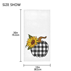 Tamniee Buffalo Plaid Pumpkin Hand Towels Sunflower Fall Decor Kitchen Dish Towel Quality Premium Bathroom Washcloth 30 x 15 Inches for Beach Guest Hotel Spa Gym Sport Yoga Home
