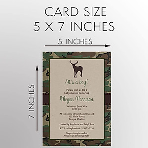 Baby Shower Invitation Woodland Camo Oh Deer Hunting Camouflage Hunting Outdoors Customized Personalized Cards (12 count)