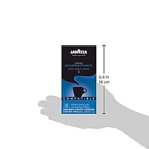 Lavazza Decaffeinato Ricco Espresso Dark Roast Capsules Compatible with Nespresso Original Machines Blended and roasted in Italy, Decaffeinated with sweet, Rich flavor, 10 Count (Pack of 6)